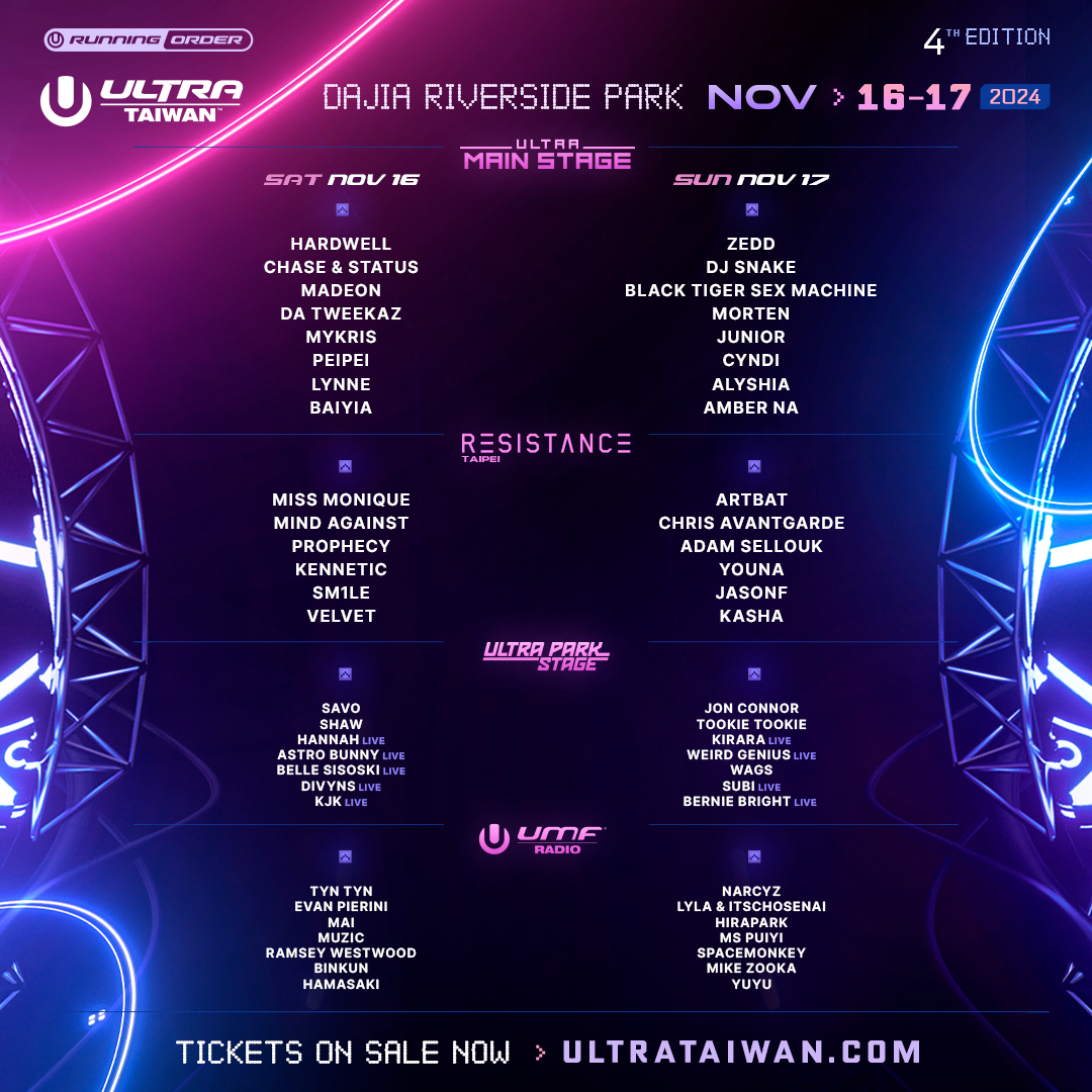 【2024 Ultra Taiwan】世界級電音節11月登場！DJ卡司、售票資訊 | 吃貨瑪莉